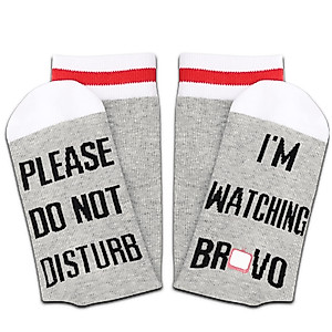 POFULL TV Show Lover Gift Please Do Disturb I'm Watching TV Series Lover Novelty Socks (I'm Watching Bravo Socks)
