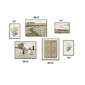 Vintage Botanical Wall Art -Neutral Wall Art prints for wall decor for Rustic Farmhouse Kitchen, Bathroom, Bedroom Poster Print Wall Decor - Preppy Room Decor Aesthetic Vintage, Nature, Tree Sketch Set of 6 landscape wall art.