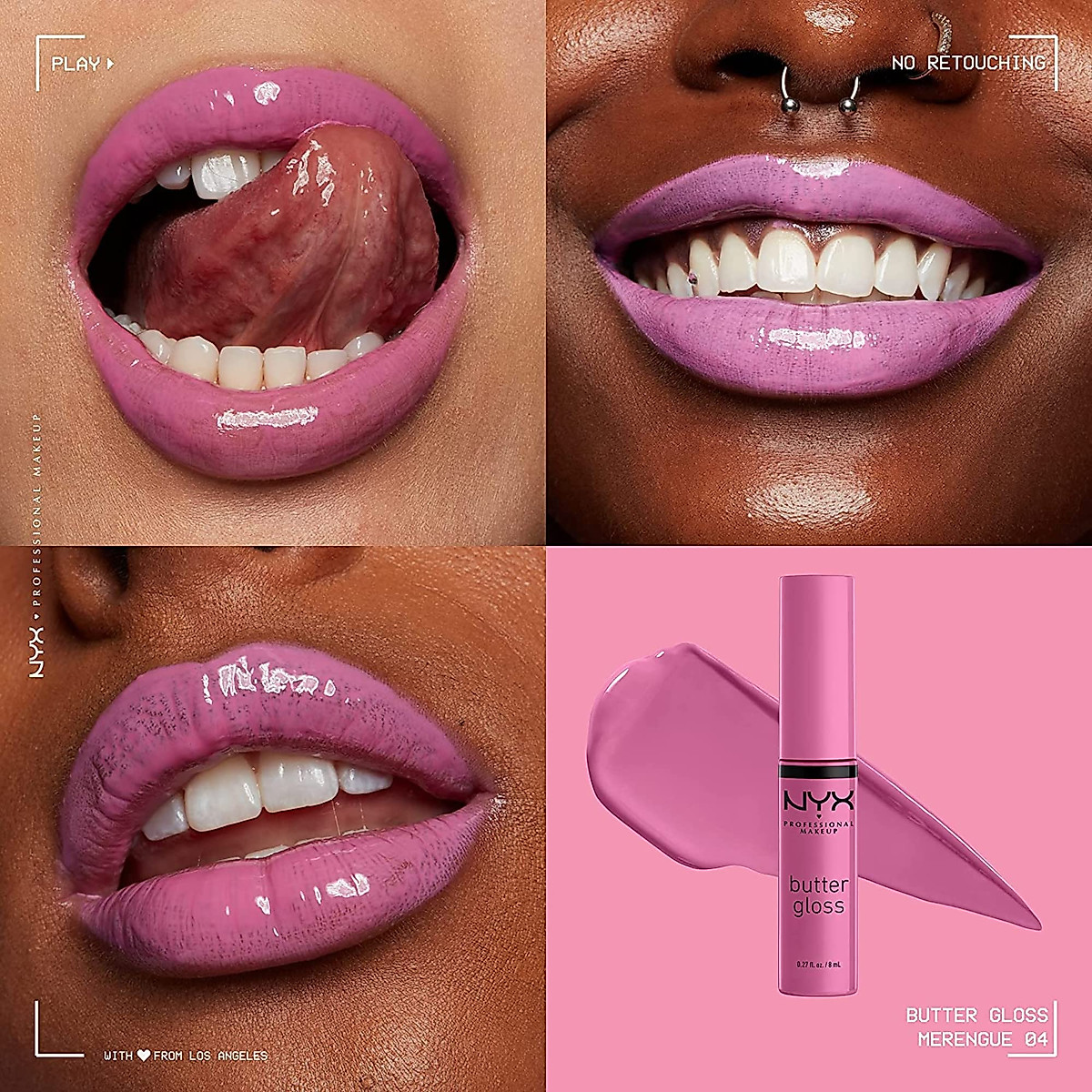 NYX PROFESSIONAL MAKEUP Butter Gloss, Non-Sticky Lip Gloss - Merengue (Pink Lilac)