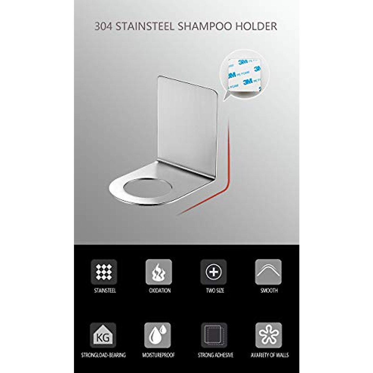 HUNANBANG Non Drilling Adhesive Shower Gel Bottle Rack, Shampoo Dispenser Bottle Holder Hand Soap Dispenser Holder, Liquid Soap Bottle Holder Adhesive Wall Mounted (2 PACK, 2 S Size)