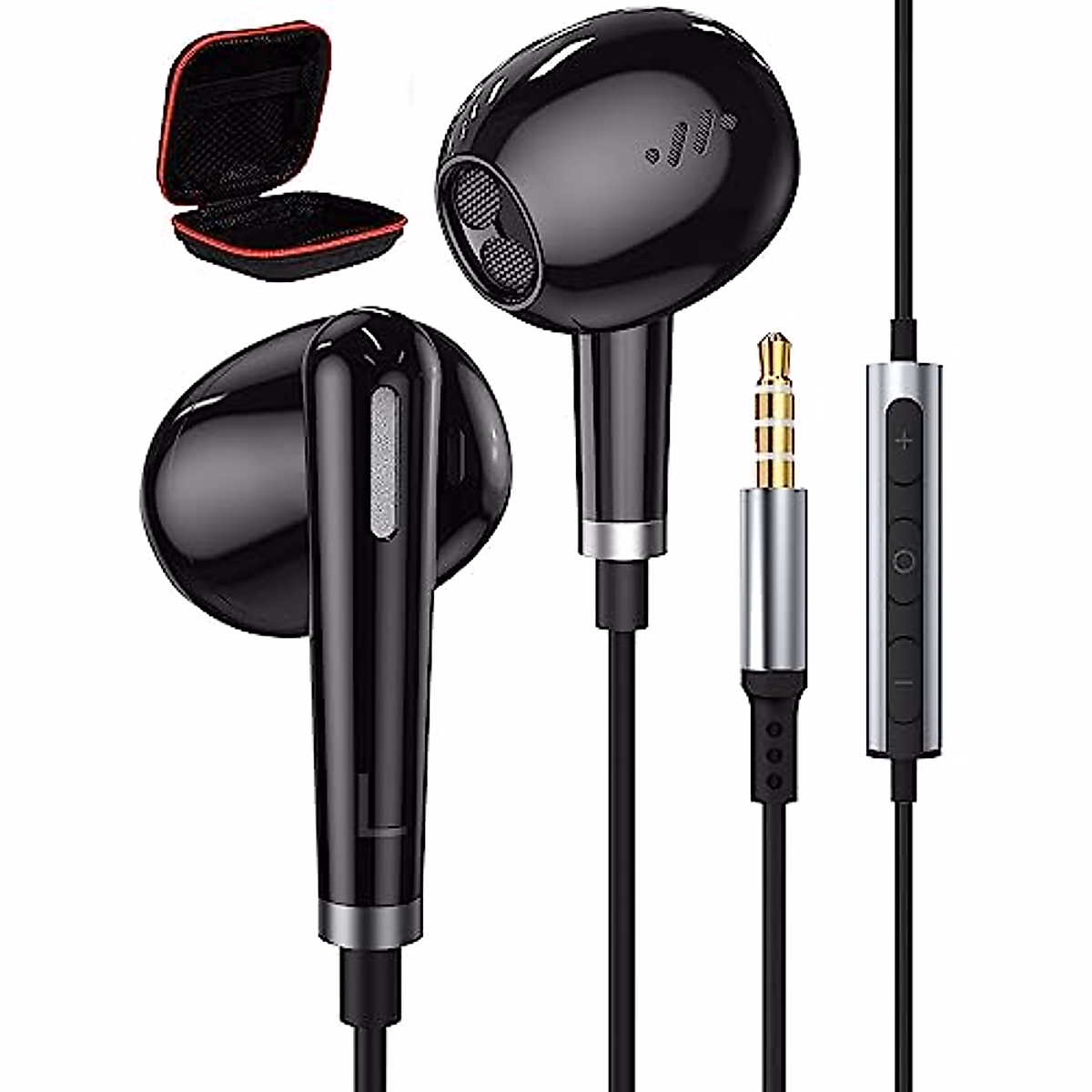 ACAGET 3.5mm Headphones Wired Earbuds for Samsung Galaxy A23 A14 A52 A03s S10 S9, Noise Canceling Semi in-Ear Headset 3.5mm Jack Stereo Earphones with Microphone for iPhone 6S Plus 5S 5 SE MP4 Black