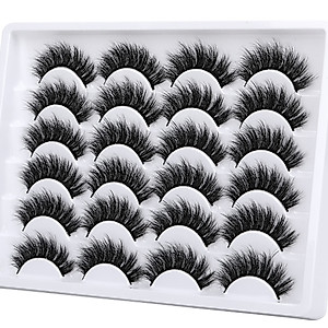 Newcally Eyelashes False Lashes Fluffy 18MM Long Faux Mink Eye Lashes Pack Dramatic Thick Volume Fake Eyelashes 12 Pairs Soft Reusable Lashes Multipack