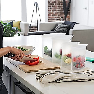 Edge Cook Reusable-Silicone-Food-Storage-Bags - Premium Airtight-Seal-Best-For-Food-Cooking and Preserving - 100% Leakproof, Eco-friendly, Dishwasher, Oven, Freezer Safe (Set of 5-2 Large+3 Medium)