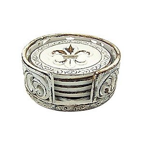 LL Home Fleur De Lis Scrolls 4 Coaster Set