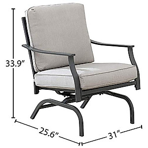 Amazon Brand - Ravenna Home Archer Steel-Framed Outdoor Patio Deep-Seat Chairs, Set of 2, 31"W, Gray