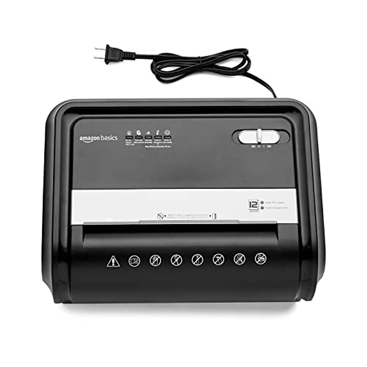 Amazon Basics 12-Sheet High-Security Micro-Cut Paper, CD, and Credit Card Shredder with Pullout Basket