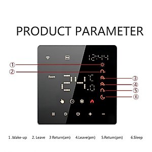 Smart Thermostat, 7 Day Programmable Thermostat for Home, Color Touchscreen WiFi Thermostat with App Control, Voice Control, Child Lock, DIY Install, C (3A Water Floor Heating
