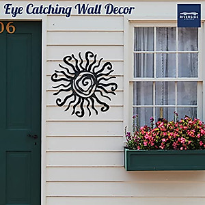 Riverside Designs Wacky Sun Metal Wall Art Indoor/Outdoor Decor - 18" Black Rust Proof Wall Sculpture - Made in USA - Ideal for Bedroom, Garden, Home, Patio and Farmhouse
