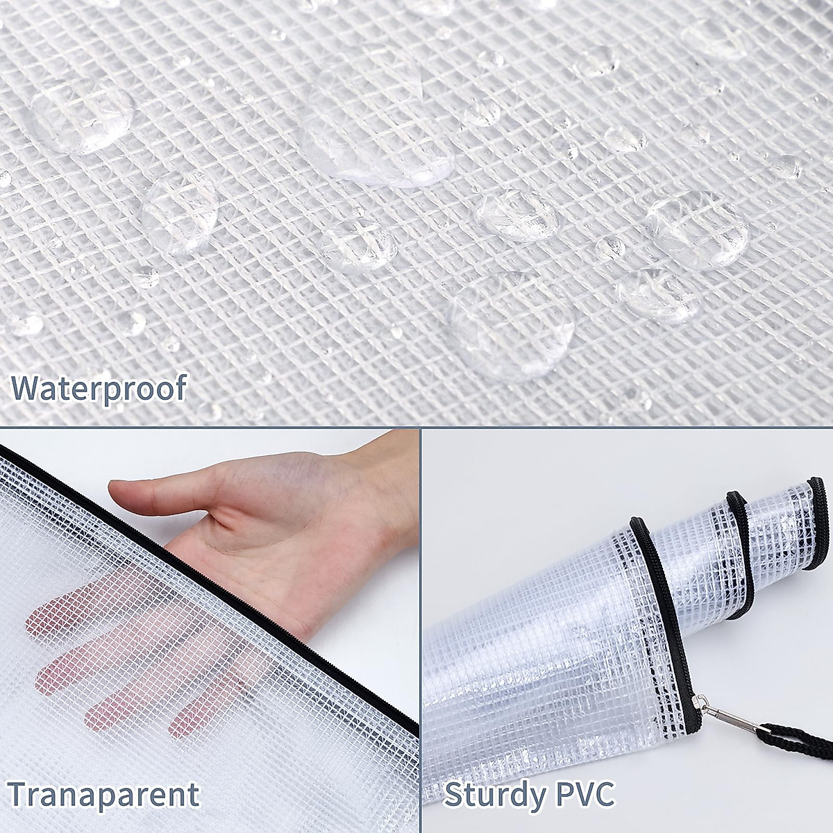 EOOUT 42pcs Mesh Zipper Pouch, Black Waterproof Zipper Bags for Organizing Storage, Letter Size/A4 Size Puzzle Bag, Zipper File Bags for Board Games and School Office Supplies