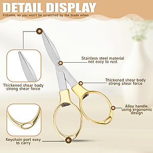2pcs Folding Scissors Portable Safety Small Travel Scissors Anti Rust Badge Scissors Mini Shear Telescopic Cutter,Little Scissors for Nurse Travel Office Fishing Crafts