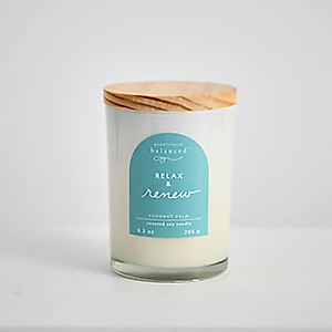 Beautifully Balanced Scented Lidded Glass Soy Candle, Relax + Renew, 9.3 oz.