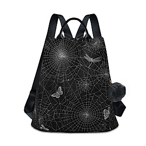 ALAZA Spiderweb Butterfly Dragonfly Women Backpack Anti Theft Back Pack Shoulder Fashion Bag Purse