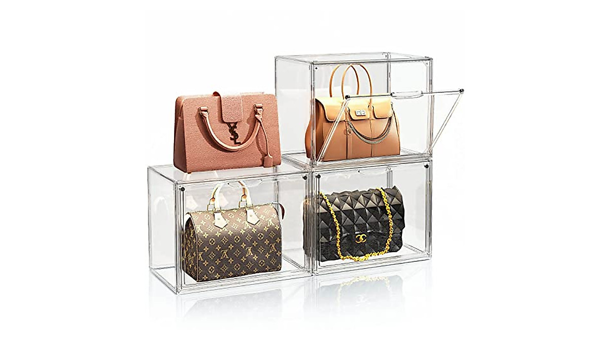 Clear Purse Storage Organizer - Stackable Acrylic Case for Handbags