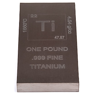 Titanium Bar - 1lb Laser Engraved .999 Pure Bullion Bar Chemistry Element Design by Unique Metals