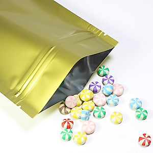 QQ Studio 100pcs Double-Sided Glossy Metallic Mylar Flat Packaging QuickQlick™ Bags (5.5" x 7.9", Glossy Gold)