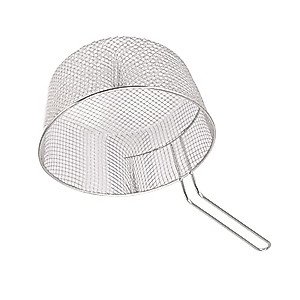 Tgoon Fry Net, Stainless Steel Long Handle Fry Basket Strong Load Bearing Delicate Appearance for Chicken Nuggets(Handle Without Rubber)
