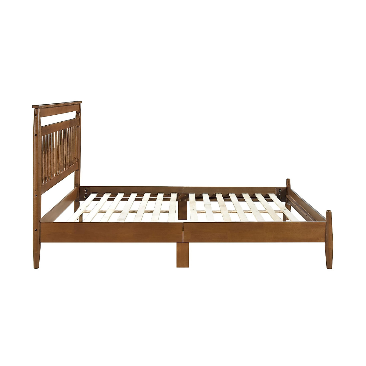 Lexicon Bed Frame with Headboard, Mid Century Modern Bed Frame with Spindle Headboard, Wood Platform Bed Frame Mattress Foundation No Box Spring Needed, Queen Bed, Caramel