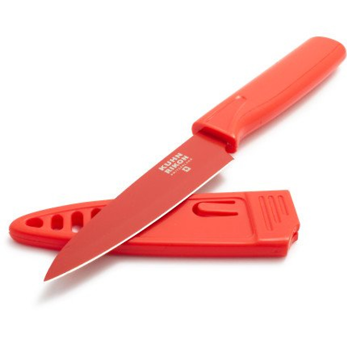 Kuhn Rikon Red Nonstick 3.5 Inch Paring Knife with Cover