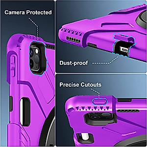 GROLEOA for iPad Pro 12.9 Inch Case 2022/2021 (6th 5th Generation): Military Grade Full-Body Protective Cover Case for iPad Pro 12.9 6th/5th Gen - Rotating Stand - Hand/Shoulder Strap, Purple