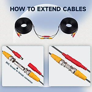 100ft/30M All-in-One BNC Video Power Cables, BNC Extension Surveillance Camera Wires for CCTV Camera DVR NVR Systems (2PCS BNC Connectors Included)