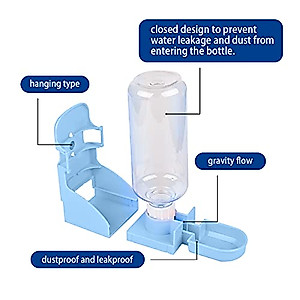 chenming Rabbit Water Bottle,17oz Hanging Automatic Small Animal Water Bottle Bowl,Pet Cage Suspended Automatic Water Dispenser for Rabbits Hamsters Chinchillas Hedgehogs Ferrets (Blue)