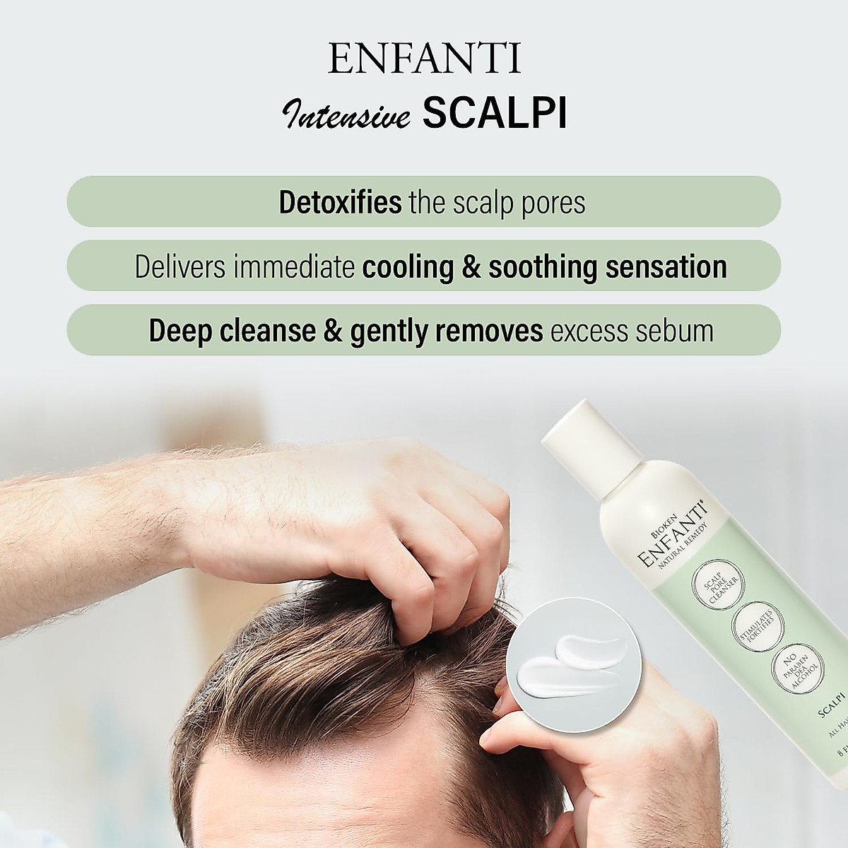 Bioken Enfanti Intensive Scalpi Scalp Cleanser – Cream Type 8 oz Deep Cleanse Soothes Dry Skin Scalp Care Removes Excess Sebum Promote Hair Growth