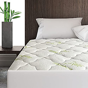 Air Mattress Cover Twin Size Thick Bamboo Mattress Pad, Quilted Twin Mattress Topper Cover, Noiseless Extra Plush Pillow Top Mattress Topper Twin Fits 15-23 Inches Deep Mattresse