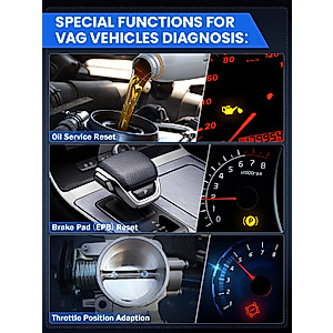 ANCEL VD500 OBD II Diagnostic for VAG Engine EPB ABS SRS Code Reader Oil Throttle Position Adaption Brake Reset with ANCEL BST200 12V Car Battery Load Tester