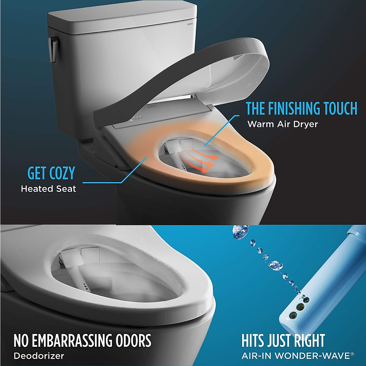 TOTO SW3056#01 Electronic Bidet Toilet Seat Bundle with ALPHA JX2 Elongated Bidet Seat, White