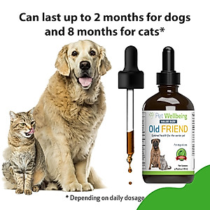 Pet Wellbeing Old Friend for Senior Dogs & Cats - Vet-Formulated - Aging Immune System & Joint Mobility Support in Older Pets - Natural Herbal Supplement 4 oz (118 ml)
