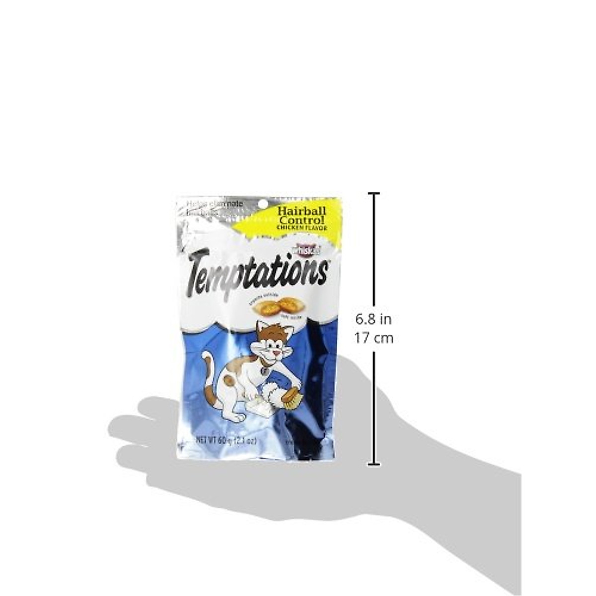 Temptations Indoor Care Crunchy and Soft Cat Treats, Chicken Flavor, 2.1 oz. Pouch (Pack of 12)