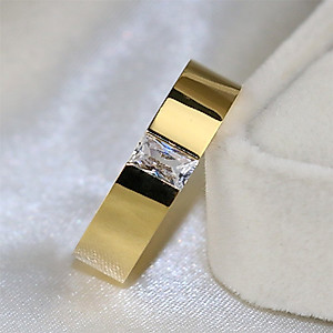 Two Rings His Hers Wedding Ring Sets Couples Rings Women's 10k Yellow Gold Filled White CZ Wedding Engagement Ring Bridal Sets & Men's Stainless Steel Wedding Band