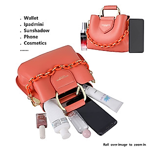 Qiayime women's Fashion shoulder handbags purses PU Leather Top Handle satchel Tote Crossbody Bag (Orange)