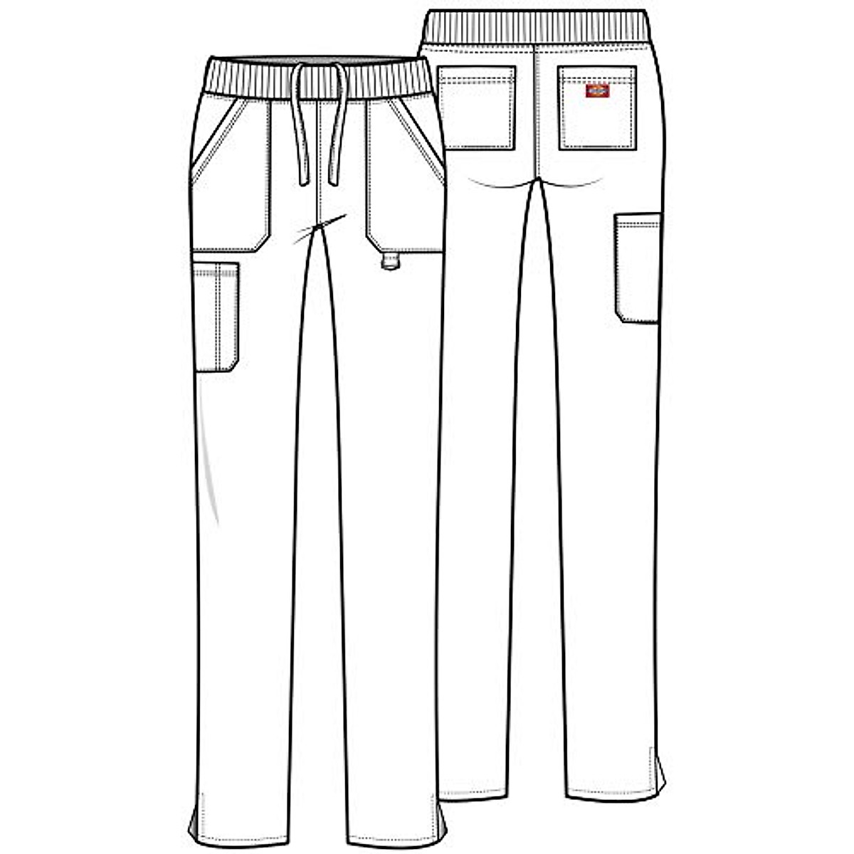 EDS Signature Scrubs for Women, Contemporary Fit Pull-On Cargo Pants with Rib-Knit Waistband in Soft Brushed Poplin DK125, M, Black