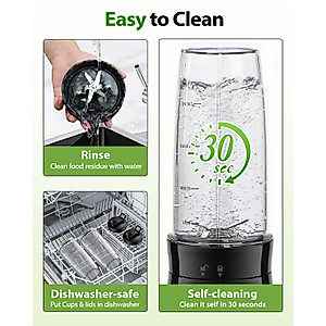 KOIOS Smoothie Blender, 900W Blenders for Kitchen with 27oz No-BPA Portable Bottles and Spout Lids, 3 Modes Personal Mixer Blender for Shakes Smoothies Frozen Drinks Baby Food, Nutritious Recipe