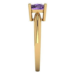 Clara Pucci 1.50 ct Cushion Cut Solitaire Simulated Alexandrite Engagement Bridal Promise Anniversary Ring 18K Yellow Gold Size 3.75