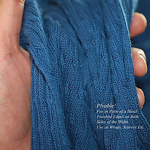 Neotrims Cable Twist Knit Fabric, Selvedge Edge 14 Colours, Knitted Sweater Style Cotton Feel Material. Superb Cloth for Apparel, Accessories and to Make Baby Wraps Blankets. Navy Blue, 1 Meter