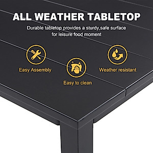 VICLLAX Outdoor Dining Table for 6, 63 Inch Rectangle Patio Dining Table for Outside Patio Furniture Deck Lawn Garden, Black