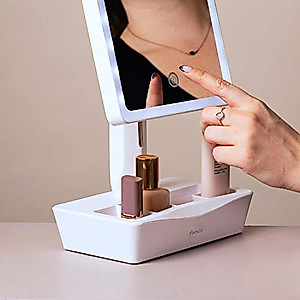 Fancii LED Lighted Large Vanity Makeup Mirror with 10X Magnifying Mirror - Dimmable Natural Light, Touch Screen, Dual Power, Adjustable Stand with Cosmetic Organizer - Gala