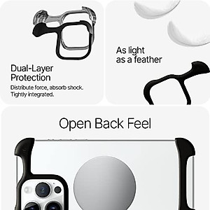 Arc Pulse Designed for iPhone 14 Pro Max Phone Case (2023), Minimalist Protective Shock Absorption Aerospace Grade Aluminum Shells + Elastomer Inlays Easy Fit 6.7 inch (Aluminum Matte Black)