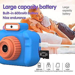 4800 W Front and Rear 1080p Hd Children's Digital Camera, Video and Games, with Flashlight, 800mah Battery