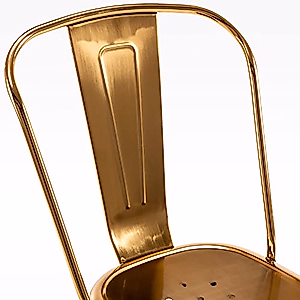 MFD LIVING 18 Inch Metal Dining Chair, Indoor Outdoor Patio Chair with Rustless, Stackable Chair for Restaurant Dining Room Chair Set of 4 (Gold)