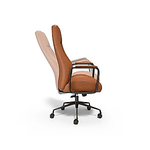 Union & Scale Industria 3-50L Ergonomic Bonded Leather Swivel Manager Chair, Brown (HLC-3932)