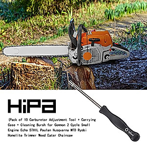 Hipa Carburetor Adjustment Tool Carrying Case Cleaning Bursh for Common 2 Cycle Small Engine Echo STHIL Poulan Husqvarna MTD Ryobi Homelite Trimmer Weed Eater Chainsaw 10Pack