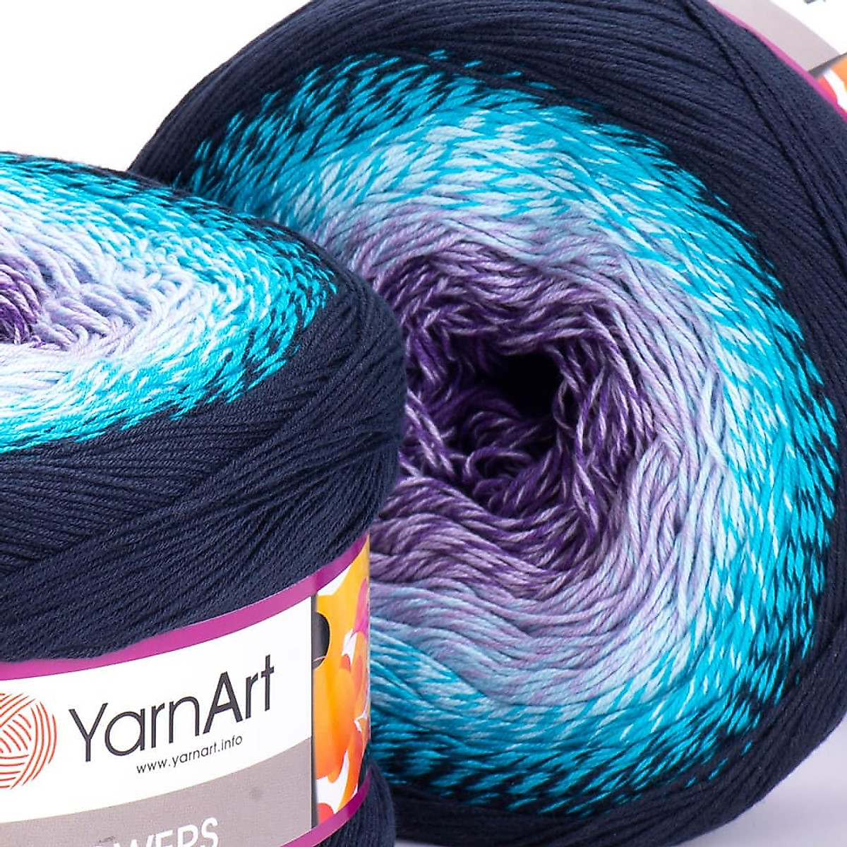 Yarn Art YarnArt Flowers Yarn 55% Cotton 45% Acrylic 250gr 1094yds Multicolor Cotton Yarn Rainbow Crochet Yarn Spring Summer - 1 Fine Sport Skein (254)