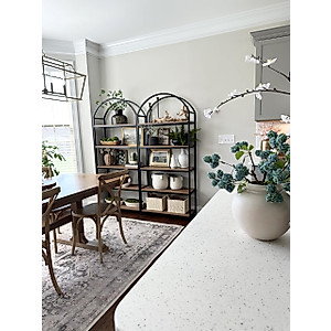 Nathan James Haven Etagere Bookshelf, 5-Shelf Bookcase in Oak Wood and Black Metal Frame with Arch Top and Open Shelves, Oak/Black