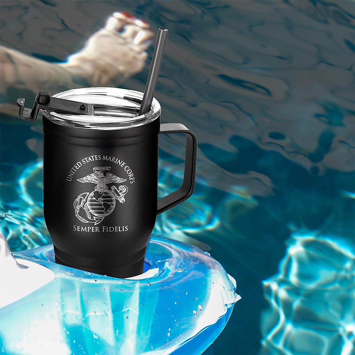 Military Veteran Products 30 oz USMC Coffee Tumbler with Handle- Double Wall Vacuum Insulated Stainless Steel Marine Corps Tumbler Travel Mug – USMC Vet Owned Business