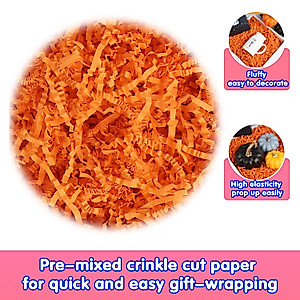 LOMIMOS 250g/8.8oz Halloween Orange Raffia Paper Confetti Shred,for Gift Wrapping Craft DIY Packaging Filling Party Decoration