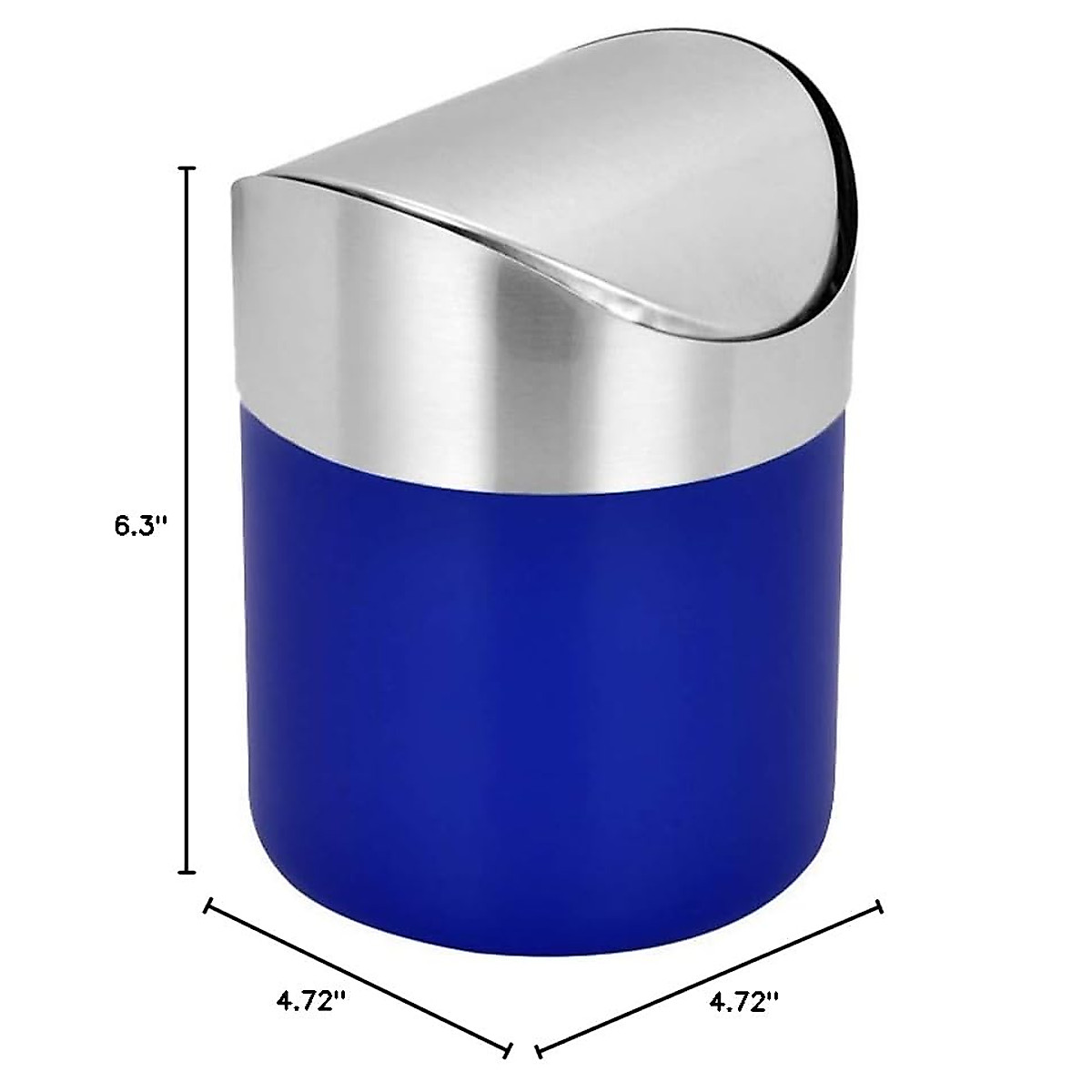 carduran Mini Trash Can Stainless Steel Household Living Room Bedroom with Shake Lid Office Creative Desktop Storage Trash Can - Silver