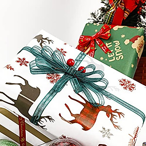 WELTOKE Christmas Ribbons Holiday Grosgrain Satin Ribbons for Christmas Gifts Wrapping Christmas Tree Decorations Festival DIY Crafts Wedding Hair Bows Party Favor(20 Pcs 3 Sizes 55 Yards)